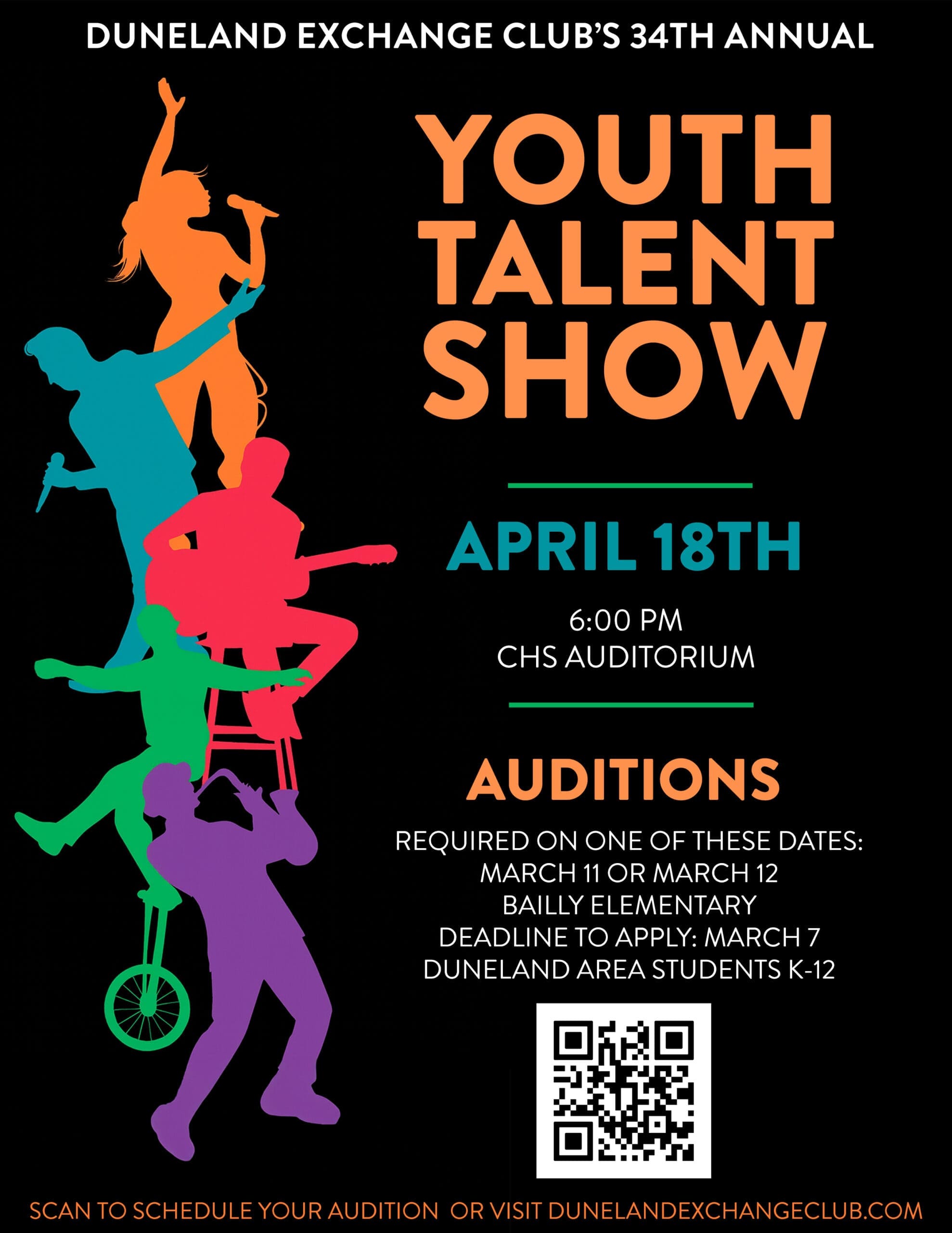 Auditions Now Open for Duneland Exchange Club Youth Talent Show