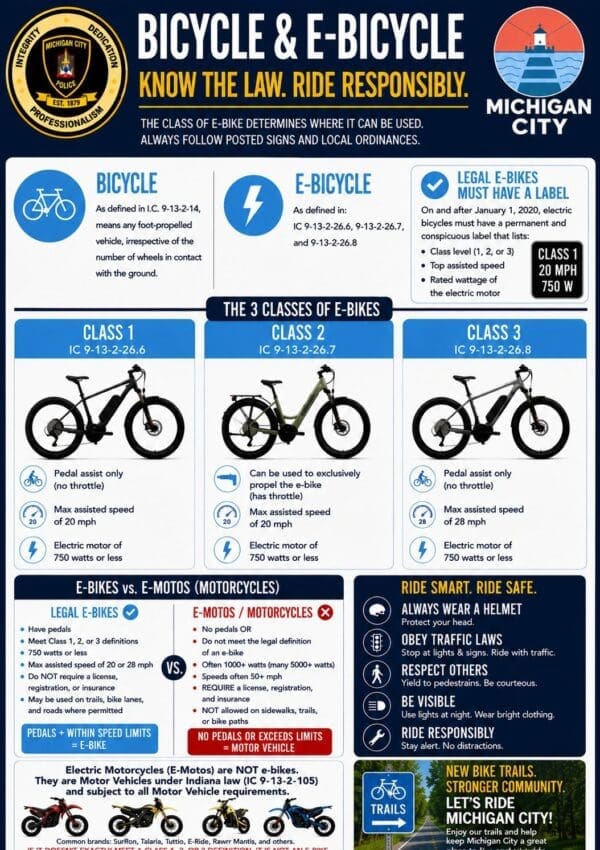 Michigan City Police Department statement on Electric motorized devices